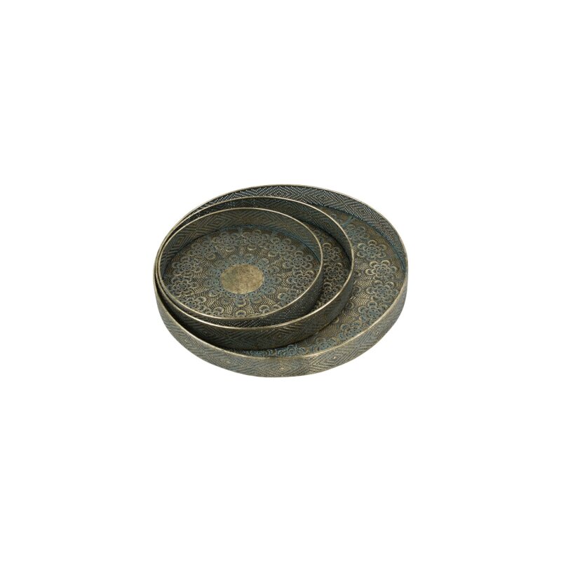 Dienblad | rond | metaal | goud | verdigris - Benera, 19,95